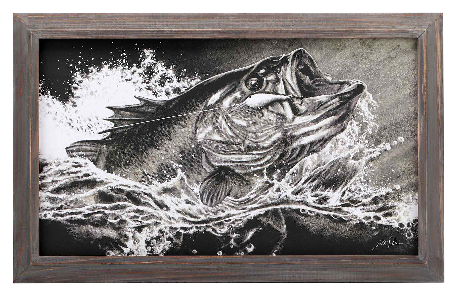 Open Road Brands Bass Sepia Wood Frame Wall Art by Joel Pilcher | Bass Pro Shops